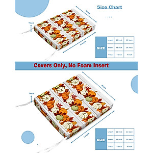 Outdoor Chair Seat Covers, Thanksgiving Day Waterproof Cushion Cover Sectional Autumn Pumpkins Maple Leaf Furniture Protector Slipcovers for Dining Room Chairs 2Pack 20x18In Retro Wood Board