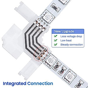 Nicelux 90 Degree Corner 4 Pin L Shape Connector for 10mm RGB LED Strip Light Non-Waterproof IP20(10 PCS)
