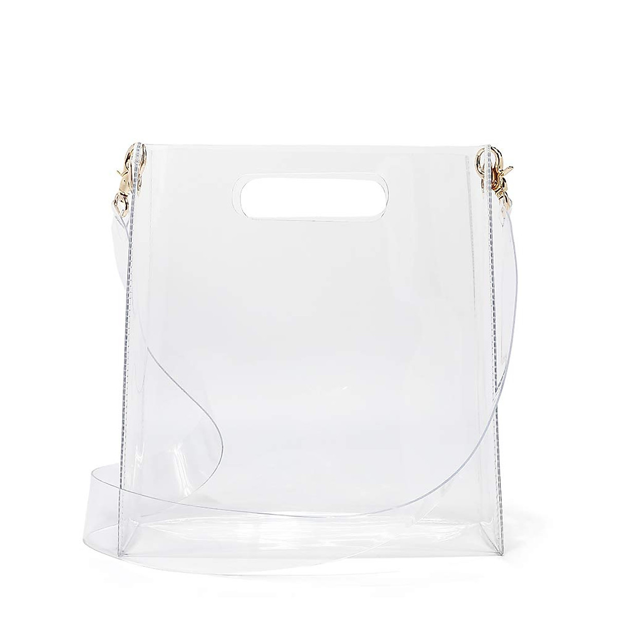 Tiwougel 11" Women Clear Crossbody Purse Bag,Transparent &Waterproof Plastic PVC Shoulder Handbag-Medium Vertical