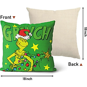 Merry Christmas Throw Pillow Covers 18 x 18 Inches Merry Girnchmas Buffalo Plaid Pillowcase Happy New Year Farmhouse Pillow Case Xmas Decoration for Living Room Sofa Bed Home Set of 4 (Christmas-03)