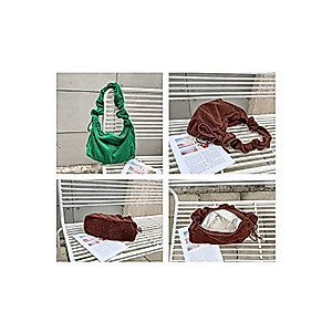 Ulisty Women Small Corduroy Underarm Bag Drawstring Shoulder Bag Casual Handbag Hobo Bag coffee