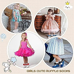 Zando Girls White Ruffle Socks Big Double Lace Turn Cuff Dress Socks Girl Ruffle White Socks Cute Lace Socks for Girls 6-8 Frilly Ankle Dress Sock 3/Black 5-7 Years