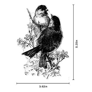 2 Love Birds on Flowers Words Clear Stamps for Card Making Scrapbooking Crafting DIY Decorations, Birds and Flowers Transparent Silicone Seal Stamps for Embossing Album Crafts