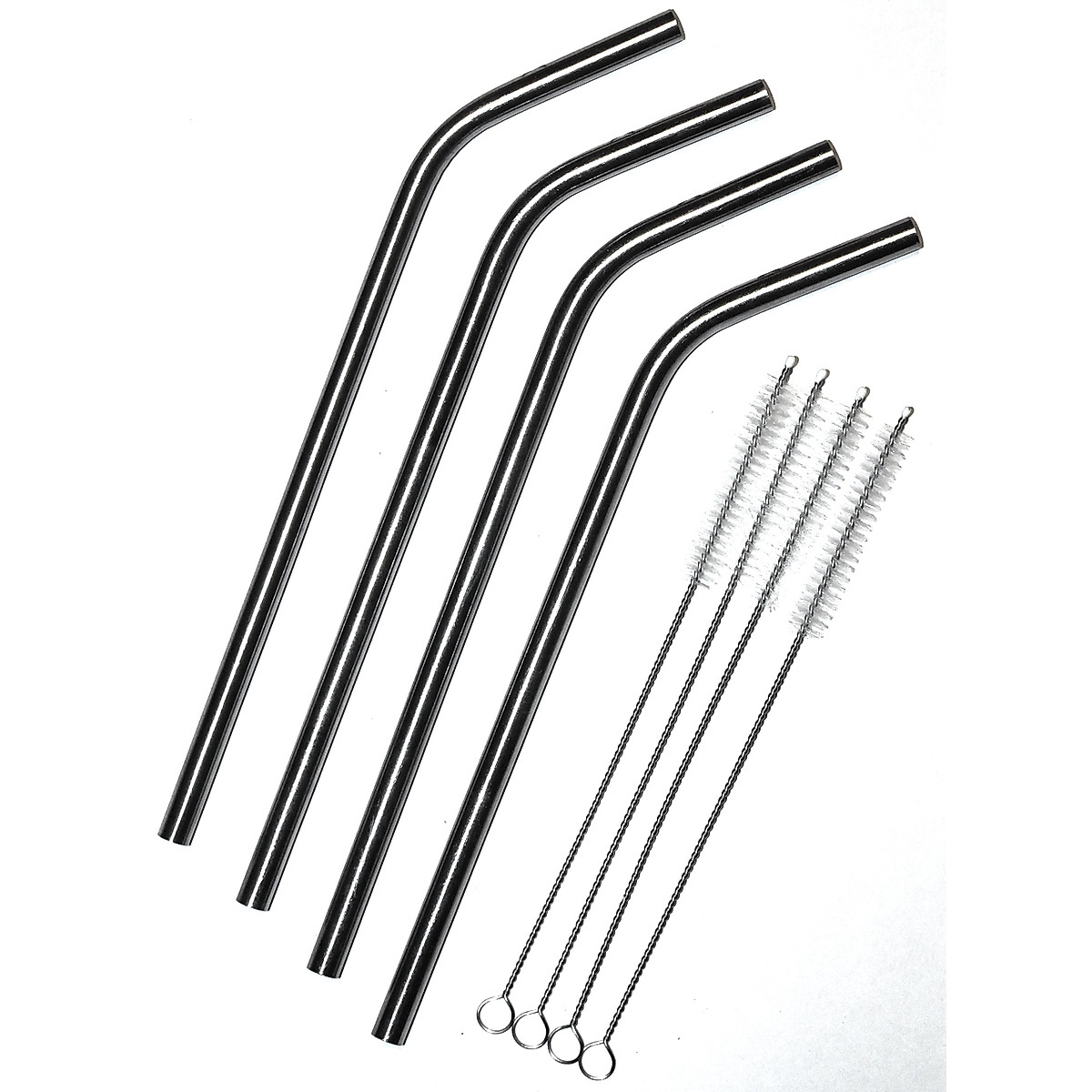 Titanium Super Strong Lightweight Drinking Metal Straws Pack of 4 + 4 Cleaning brush