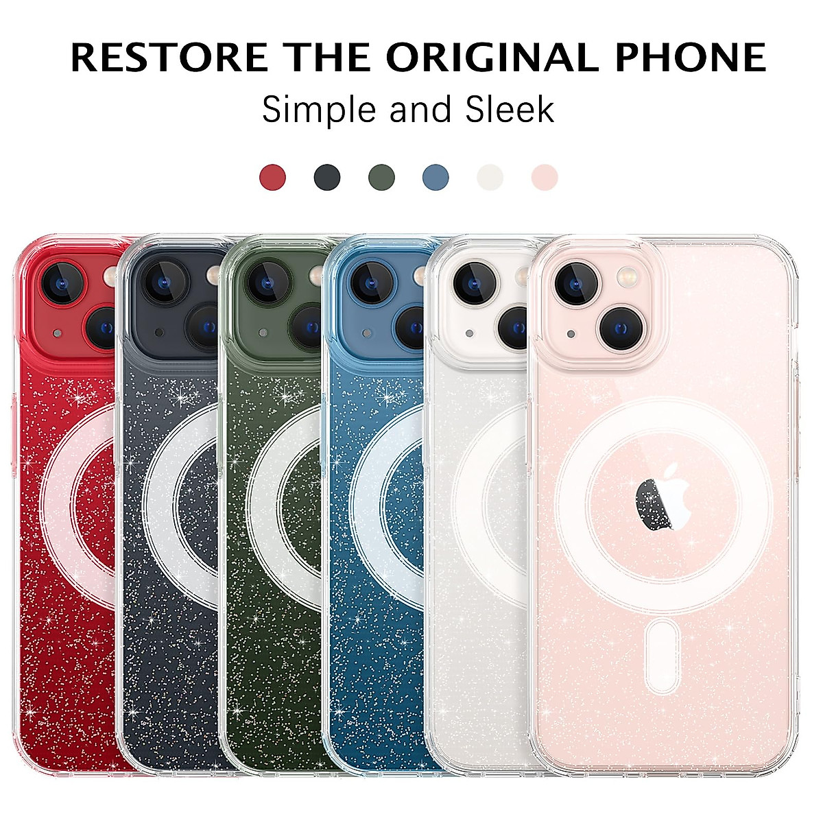 Telaso iPhone 13 Mini Case, iPhone 13 Mini Clear Glitter Case Compatible with Magsafe Wireless Charging Shockproof Anti-Scratch Hybrid Hard PC TPU Bumper Phone Case for iPhone 13 Mini 5.4", Clear