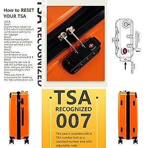 Coolife Luggage Expandable(only 28") Suitcase PC+ABS Spinner 20in 24in 28in Carry on (orange new, S(20in)_carry on)