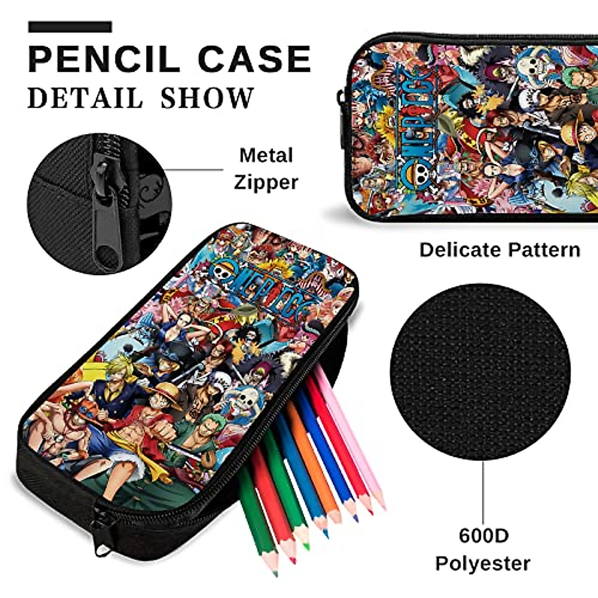 URYLVUG Japanese Anime 3 in 1 Backpack Set, Cosplay Daypack, Insulated Lunch Bag for Work, Pencil Case for Boys Girls, Large-capacity Travel Bag - Blue