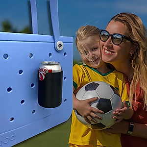 BAGLETS - Can Drink & Water Bottle Holder Charm Accessory Compatible with Bogg Bags - Keep Bottles or Drink Cans Handy with Your Tote Bag - Fits Inside or Outside of The Bag – Made in USA - Black