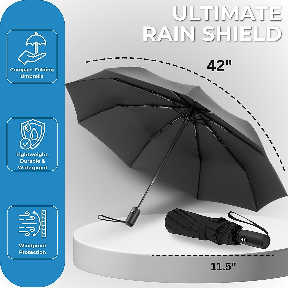 Liberty Imports 3 Pack Windproof Travel Rain Umbrellas - Compact, Light, Automatic, Strong and Portable - for Men and Women (Ed.1)