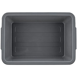 SEHOI 8 PCS Gray Plastic Tubs, 8L Commercial Tote Box, Food Service Tubs, Rectangular Plastic Dish Bin Utility Bus Tubs for Storing, Transporting, Washing, 8 Liters Capacity