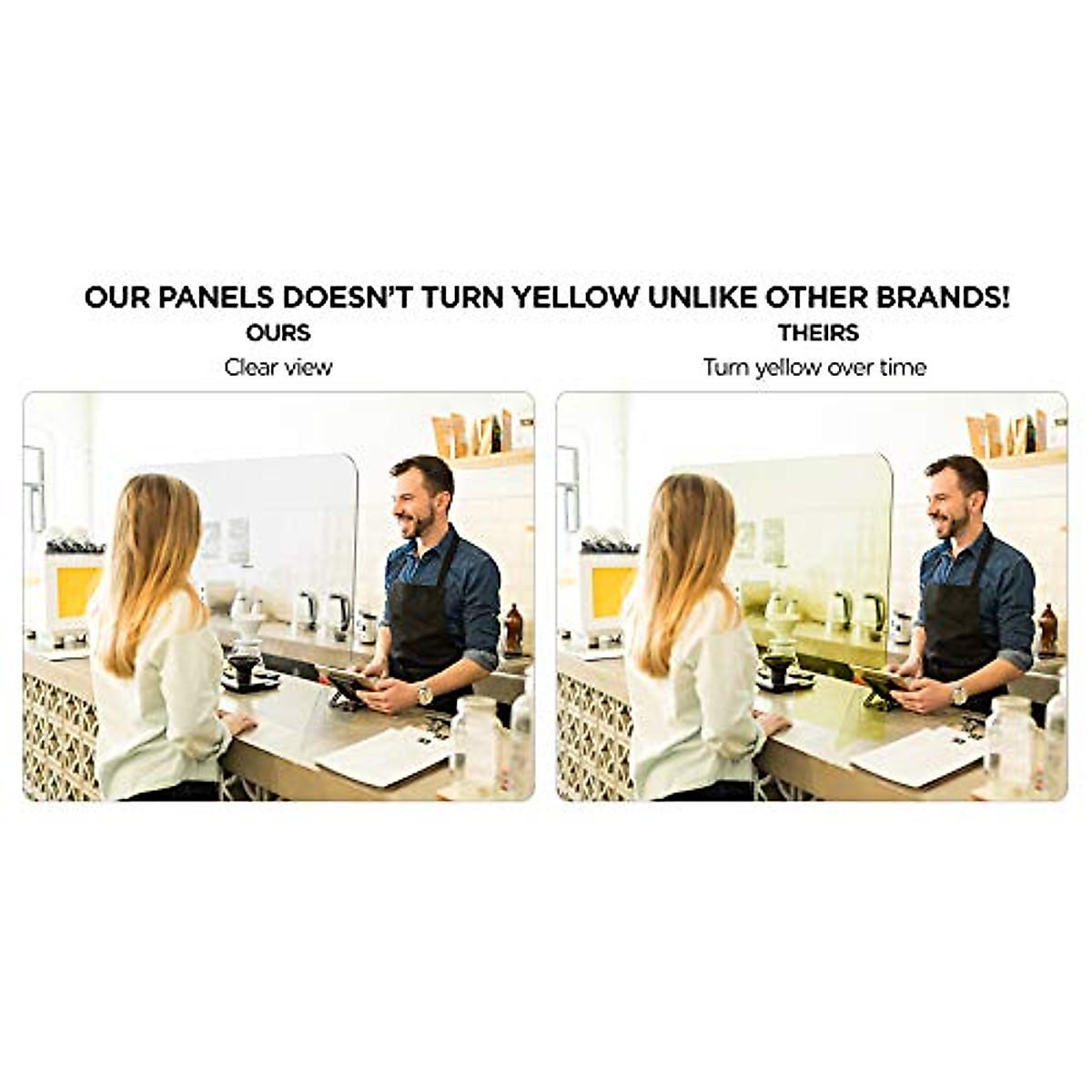 flybold Sneeze Guard for Desk Plexiglass Sheet - Barrier for Counter Acrylic Desk Divider - 92% Transparency Anti Fade Plastic Protective Shields for Office Furniture Partitions 48" X 32"