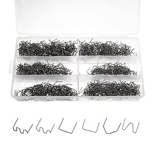 X AUTOHAUX 1200 Pcs Hot Staples Welder Stapler Repair Kit with Four Shapes and Six Specifications Stainless Steel Silver Tone