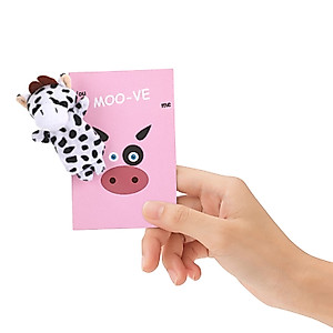 BILLMOSS Valentines Day Gifts for Kids - 20 Pack Valentines Cards with Finger Puppets Plush Animal Toys for Kids School Gift Exchange Classroom School Gift Exchange Prize Rewards Party Favors