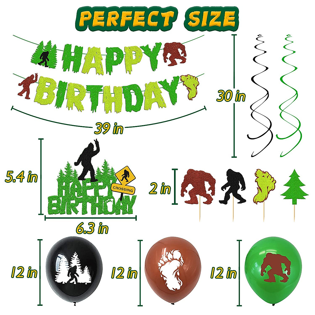 Birthday Decorations Happy Birthday Banner Cake Topper Cupcake Picks Crossing Balloons Wristbands Hanging Swirls Bday Party Supplies 69 PCS