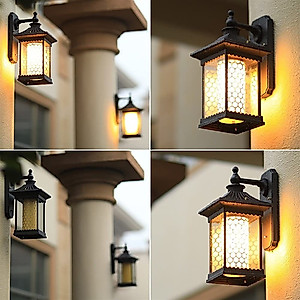 European Wall Light Exterior Wall Lantern Waterproof Sconce Square Aluminum Housing Outdoor E27 Wall Lamp Carriage Light Home Outside Lighting for Villa Entrance Courtyard Garden Decor