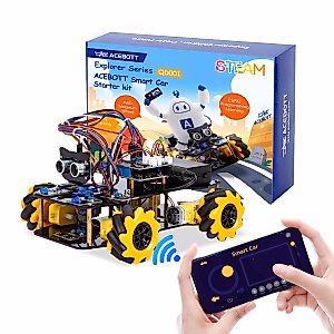 ACEBOTT Smart Robot Car Kit, 4WD Remote Control Car Compatible with Arduino IDE, Electronic Programming Project/STEM Education/Science Coding Kit for Teens and Adults Ages 12+ (V5.0 - Smart Robot Car)