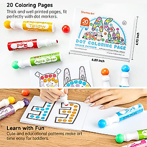 Shuttle Art Dot Makers, 12 Colors Bingo Daubers with 20 Unique Patterns of Dot Book for Toddler Art Activities, Non-Toxic Washable Coloring Markers for Preschool Kids Learning
