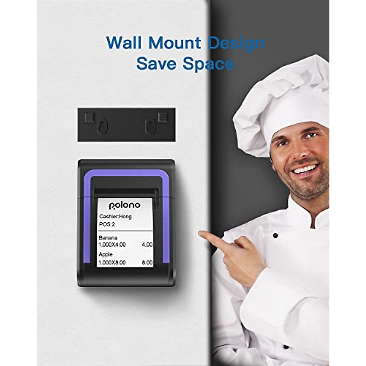 POLONO Receipt Printer, 3 1/8"" 80mm PL330 Thermal Receipt Printer, 300mm/s POS Receipt Printer, 3 1/8” x 230' Thermal Paper, Receipt Paper Suitable for Many Credit Card Terminals, BPA Free, 10 Rolls