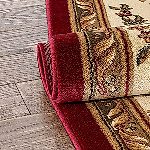 Well Woven Pastoral Medallion Red French European Formal Traditional Area Rug (7'10" x 10'6") Contemporary Floral Thick Soft Plush Living Dining Room Rug