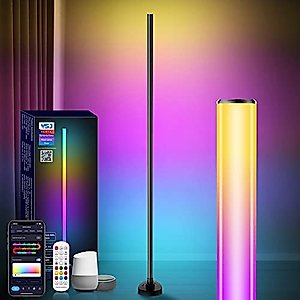 YSJ RGB LED Corner Floor Lamp, LED Floor Lamp,Corner LED Lamp,Corner Light,Color Changing Lamp with Remote and App Control,DIY Mode & Timing,Modern 55''Minimalist Lit Lamp for Bedroom Living Room