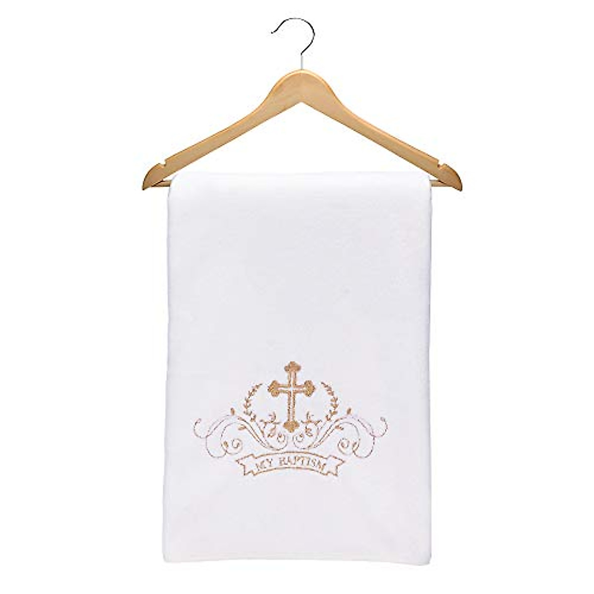 My Baptism Baby Christening Dedication White Blanket with Embroidered Cross Premium Soft Warm Cozy Coral Fleece Toddler, Infant or Newborn Receiving Blanket