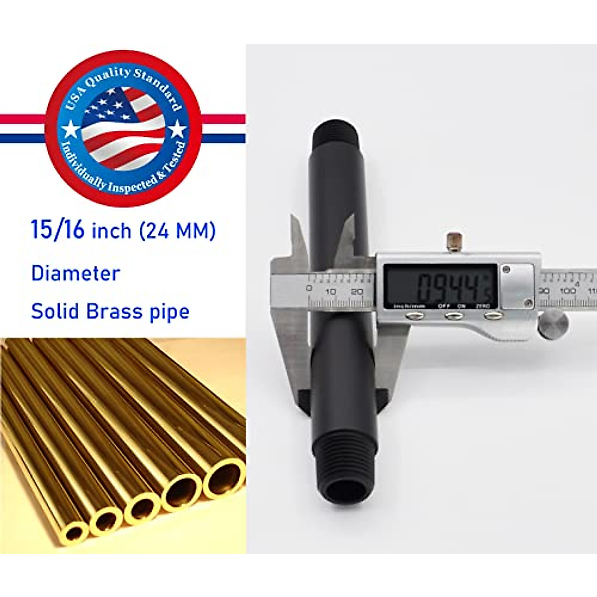 Aquaiaw Shower Arm and O-Ring Flange, 6 inch, Solid Brass, Round, Both Soldered 1/2 NPT Tapered Threads, Straight Shower Arm Extension, Ceiling Shower Head Arm for Rainfall Shower (Matte Black)