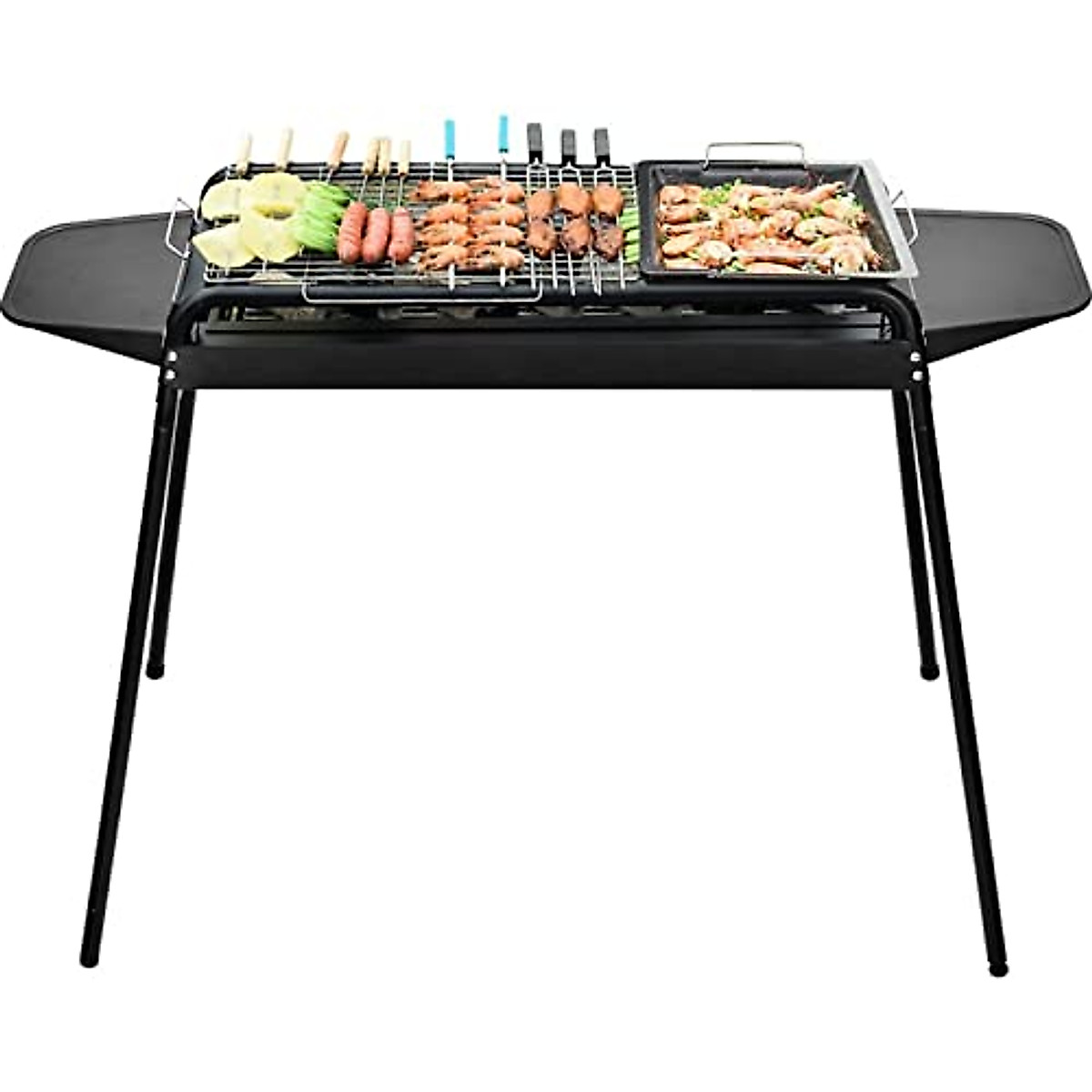 GEEKLLS Charcoal grills Metal BBQ Grill Electric Charcoal Grill Automatic Flip Barbecue Stove For Outdoor Picnic Home Garden Party Roasting