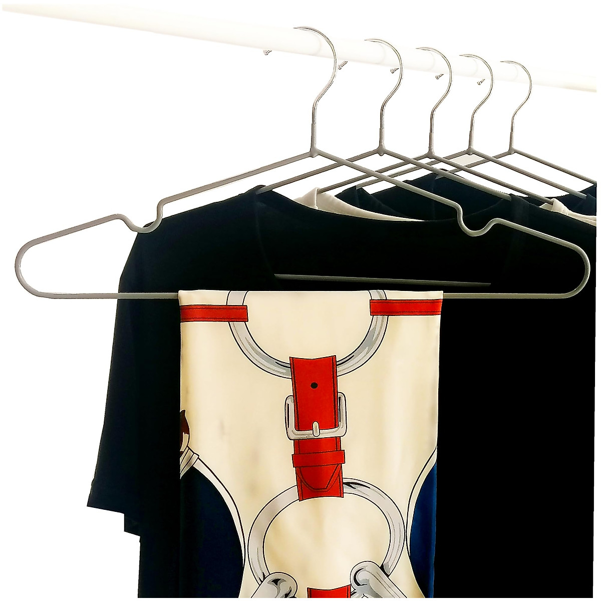 GXLQIJU Clothing Hangers Non-Slip Durable Metal Hanger with Rubber Coating Space-Saving Slim Standard Clothes Hangers for Shirt Skirt Coat (Grey, 30)