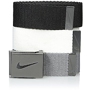 Nike Men's Standard 3 Pack Web Belt, Black/White/Grey, One Size