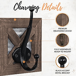 Autumn Alley Farmhouse Bathroom Hooks for Towels, Coat Hooks, and Robe Hooks - Towel Hooks for Bathroom Wall Mounted, Rustic Wall Hooks Decor, Wood, 2 Pack