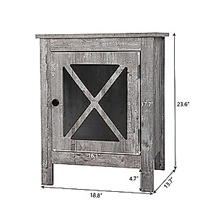 JAXPETY Set of 2 Modern Wood Nightstand, Bedside Table with X-Design Glass Door, Bedside Furniture, Night Stand, End Table, Side Table with Rustic Style for Home Bedroom(2-Pack, Light Grey)