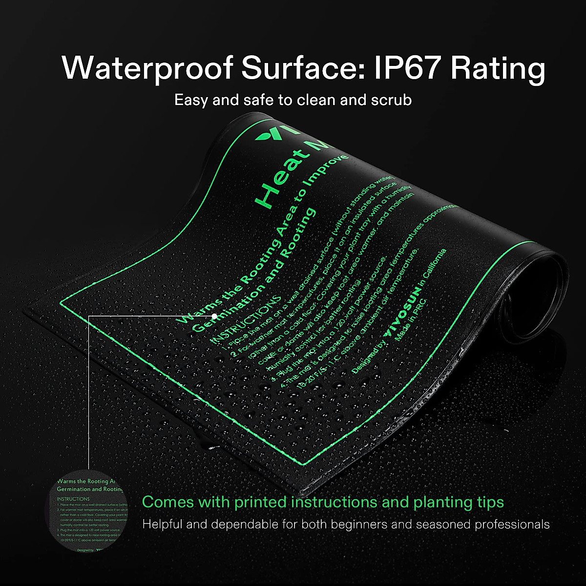 VIVOSUN 10"x20.75" Seedling Heat Mat and Digital Thermostat Combo Set, 0.2Gallon Hand held Garden Sprayer 0.8L Green