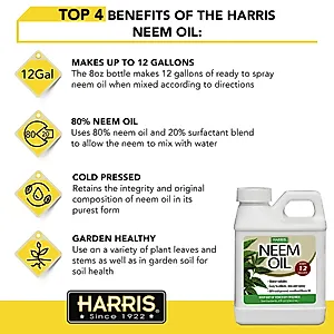 HARRIS Neem Oil Cold Pressed Water Soluble Concentrate, Makes 12 Gallons, 8oz NEEM-8C