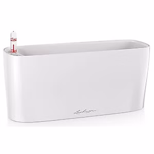 Lechuza 15460 Delta 10 Indoor and Outdoor Use, 12" x 4" x 5", Self Watering Planter, 30cm, White High Gloss