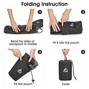 G4Free 10L Hiking Backpack, Lightweight Small Hiking Daypack Small Outdoor Travel Foldable Shoulder Bag, Black