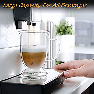 Bivvclaz 2-Pack 16 oz Double Wall Glass Coffee Mugs, Large Insulated Coffee Cups, Clear Borosilicate Glass Mugs, Perfect for Cappuccino, Tea, Latte, Americano, Hot Beverage, Microwave Safe