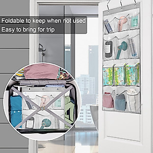 TEMUORG 2 Pcs Door Hanging Bathroom Organizer Mesh Shower Accessories Holder Bathtub Storage Bag with Mesh Pockets (12 Pockets)