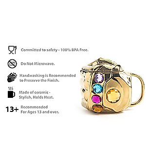 Zak Designs Marvel Thanos Unique 3D Sculpted Ceramic Coffee Mug, Collectible Keepsake Tea Mug for Hot Drinks (15 oz, Non BPA, Thanos Infinity Gauntlet)