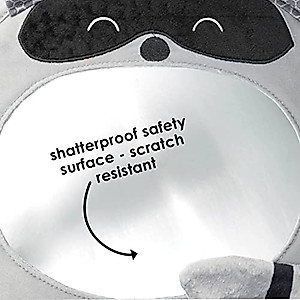Diono Easy View Racoon Character Baby Car Mirror, Safety Car Seat Mirror for Rear Facing Infant, Fully Adjustable, Wide Crystal Clear View, Shatterproof, Crash Tested