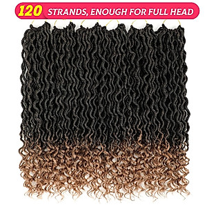 Goddess Locs Crochet Hair 20 Inch 6 Packs Faux Locs Crochet Hair Pre Looped Crochet Locs With Curly Ends Ombre Soft Loc Hair Extensions For Women(20",1b/27, 6packs)