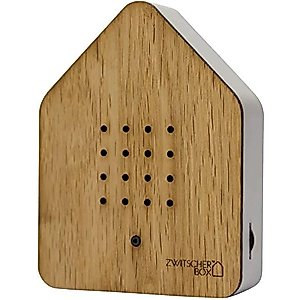 Oak Wood - White Zwitscher Box - Bird Chirping Ambient Sound - Battery Powered