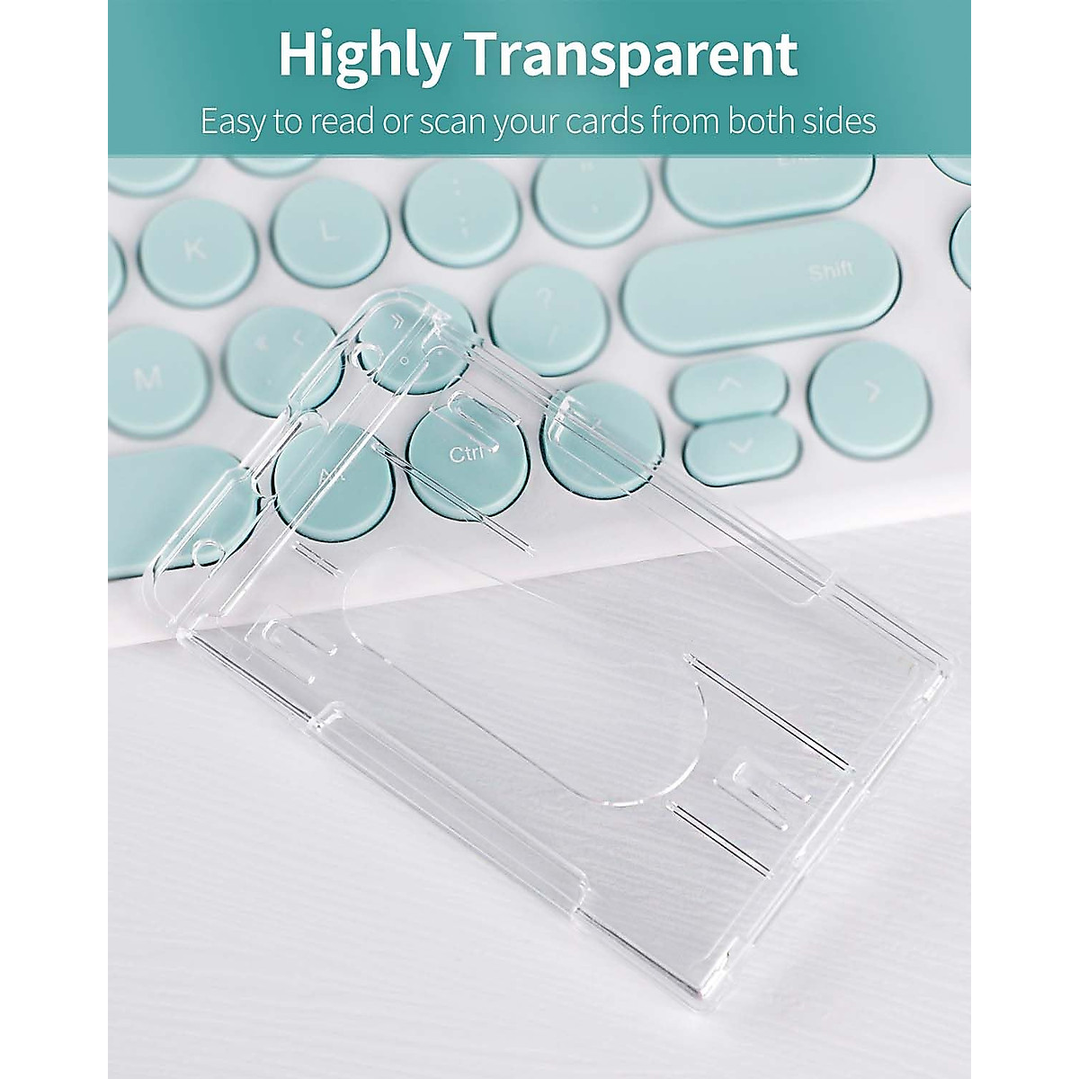 Pawfly Vertical 2-Card Badge Holder with Thumb Slots Hard Transparent PC Case Protector with Retractable Badge Reel Carabiner Clip for IDs Credit Cards Driver’s Licenses and Passes, 2 Pack