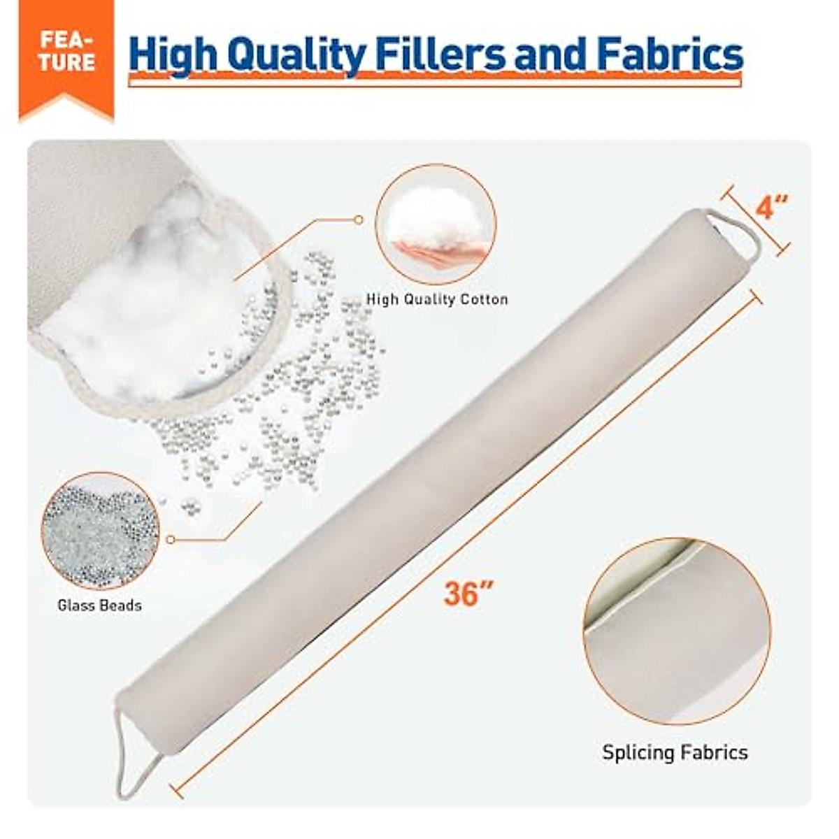 MAGZO Door Draft Stopper 36 Inch-Beige, Under Door Draft Blocker Air Stopper Door Bottom Insulation Snake Draft Stopper