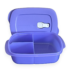 Tupperware CrystalWave Microwave Divided Rectangle Dish Container Purple