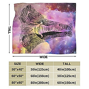 hwzorhy Elephant Flannel Throw Blanket India Style Elephant Animal Blanket for Kids Adults Bed Couch Chair Travelling Camping Gift 60"X50"