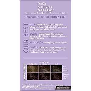 SoftSheen-Carson Dark and Lovely Fade Resist Rich Conditioning Hair Color, Permanent Hair Color, Up To 100 percent Gray Coverage, Brilliant Shine with Argan Oil and Vitamin E, Natural Black