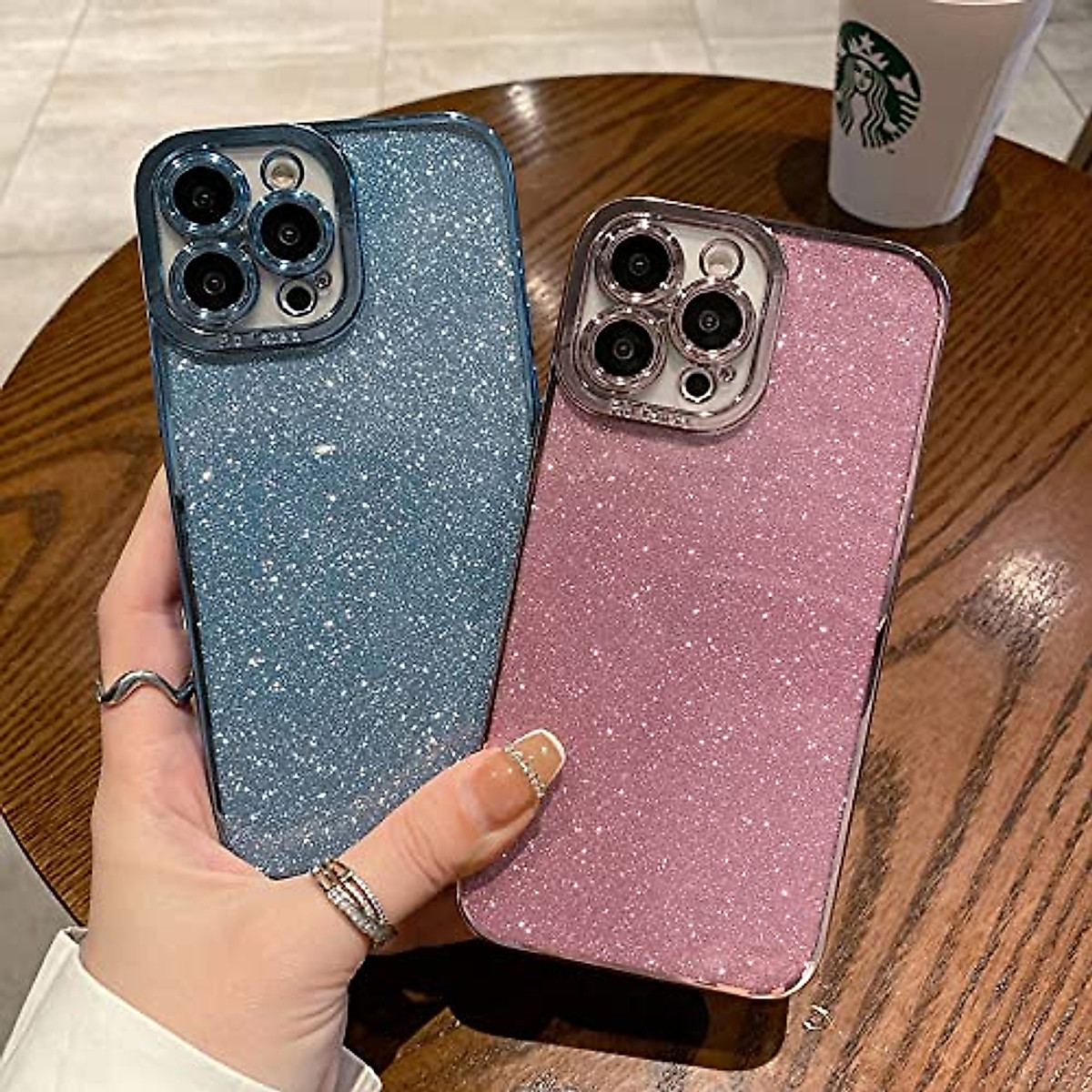 Fycyko Compatible with iPhone 13 Mini Case Glitter Luxury Cute Clear Flexible Plating Cover Camera Protection Shockproof Phone Case for Women Girl Men Design for iPhone 13 Mini Cover 5.4'' Blue…