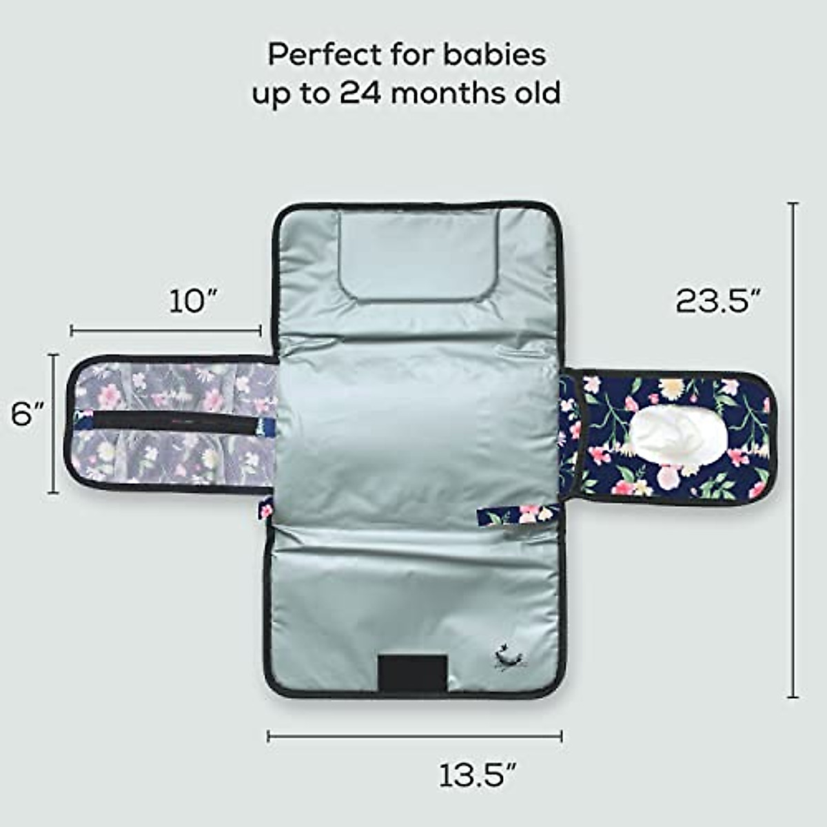 First Landings Portable Diaper Changing Pad - Convenient Travel Changing Pad and Wipe Holder - Portable Changing Pad - Navy