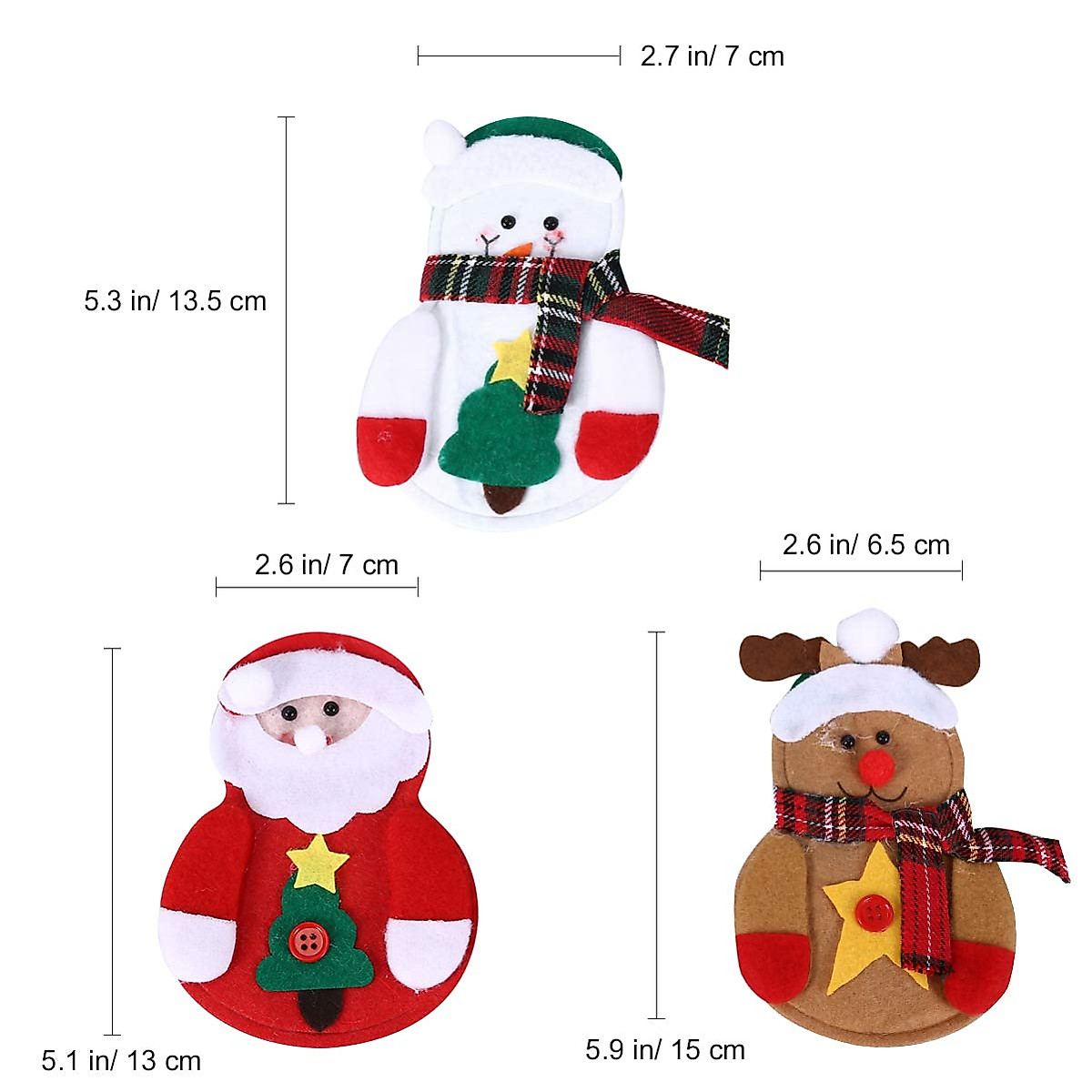 BESTOYARD Christmas Tableware Holder Silverware Holders Pockets Knifes Forks Bag Snowman Santa Claus Elk Decor for Xmas Dinner Table Decorations 6pcs