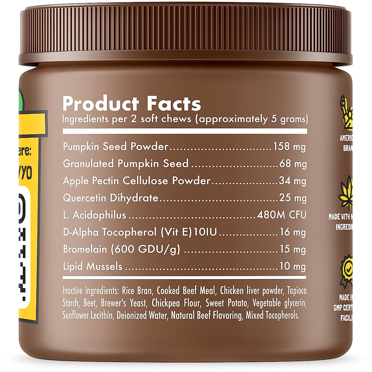 Anal Gland Relief Chews for Dogs - Fiber & Digestive Support Supplement - Soft Chews for Healthy Bowel & Gland Function - Helps Reduce Scooting - Promotes Dog Health & Comfort 120 pcs